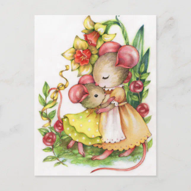 Mother's Day Cute Hug Mouse Mice Postcard | Zazzle