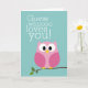 Mothers Day - Cute Owl Guess Who Loves You - pink Card | Zazzle