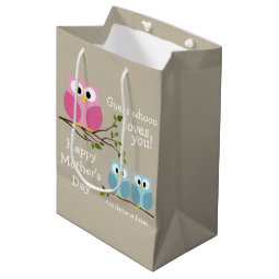 Mothers Day - Cute Owls - Whooo loves you Medium Gift Bag | Zazzle