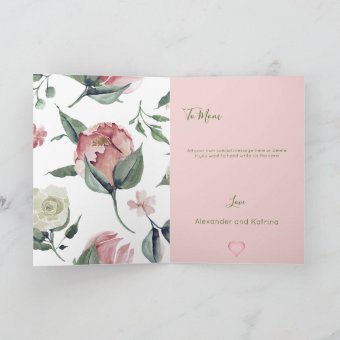 Mothers Day Floral Modern Pink Heart Personal Card | Zazzle