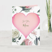 Mothers Day Floral Modern Pink Heart Personal Card | Zazzle