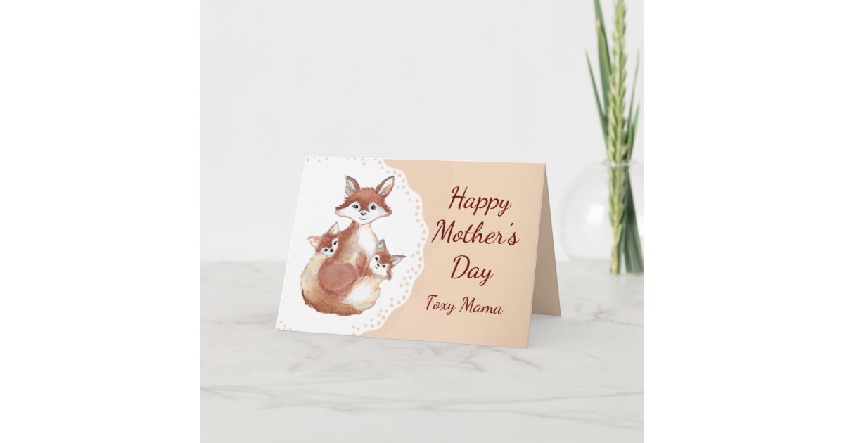 Mother's Day Foxy Mama Fun Fox and Cubs Animal Card | Zazzle