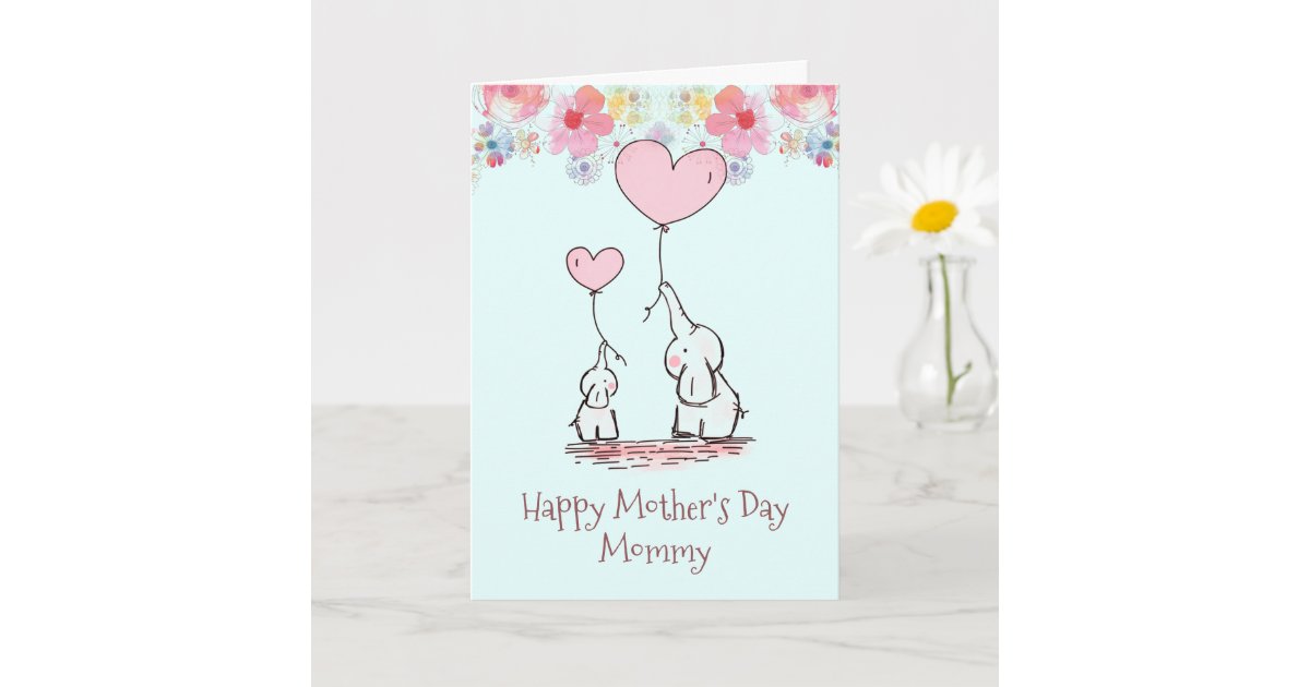 Mothers Day From Baby Elephant Mom & Baby Card | Zazzle