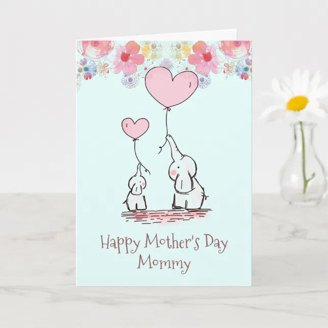 Mothers Day From Baby Elephant Mom & Baby Card | Zazzle
