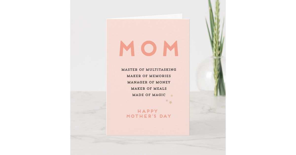 Mothers Day MOM acronym cute funny Card | Zazzle