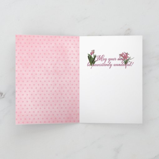 Mothers Day - Pink Tulips - Pug - Ruffy Card | Zazzle