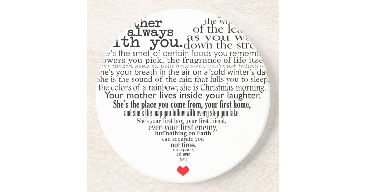 Mother's day poem coaster | Zazzle