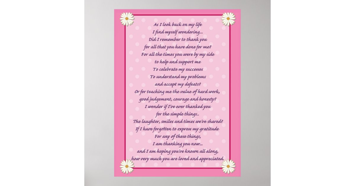 Mother's Day Poem Poster | Zazzle