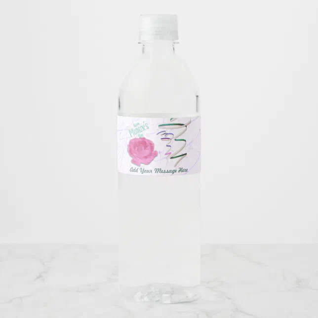 Mother's Day Rose and Confetti Water Bottle Label | Zazzle