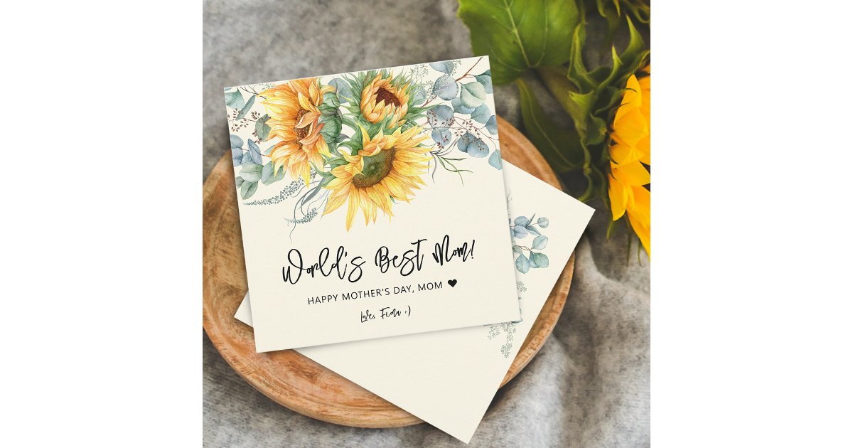 Mother's Day Rustic Sunflower Eucalyptus Greeting Card | Zazzle