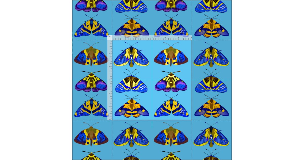 Moths in Blue, Golden Yellow and Brown Fabric | Zazzle