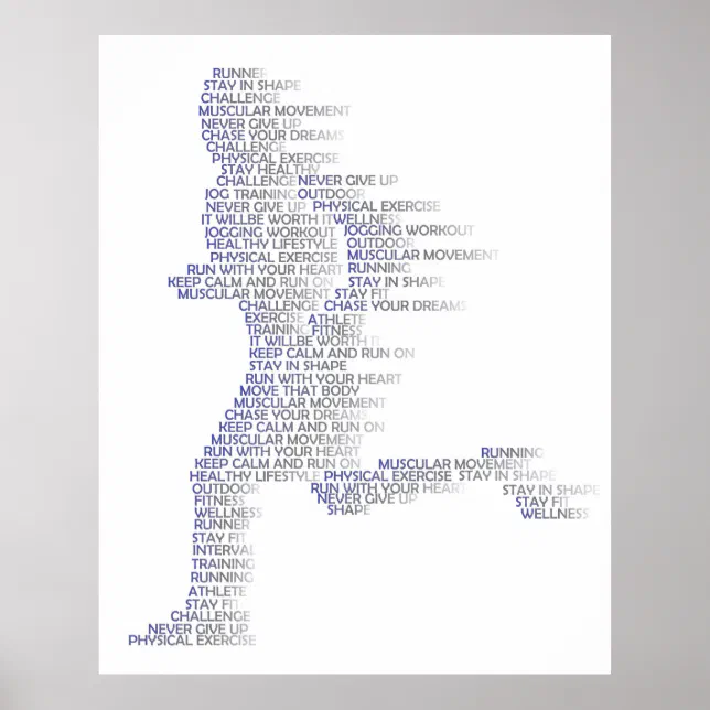 Motion of running man with speed in wordcloud. poster | Zazzle