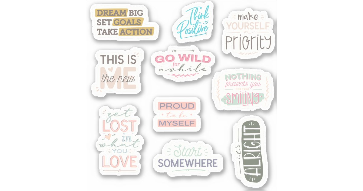 Motivate Yourself ! 10 Motivational Sticker Pack | Zazzle