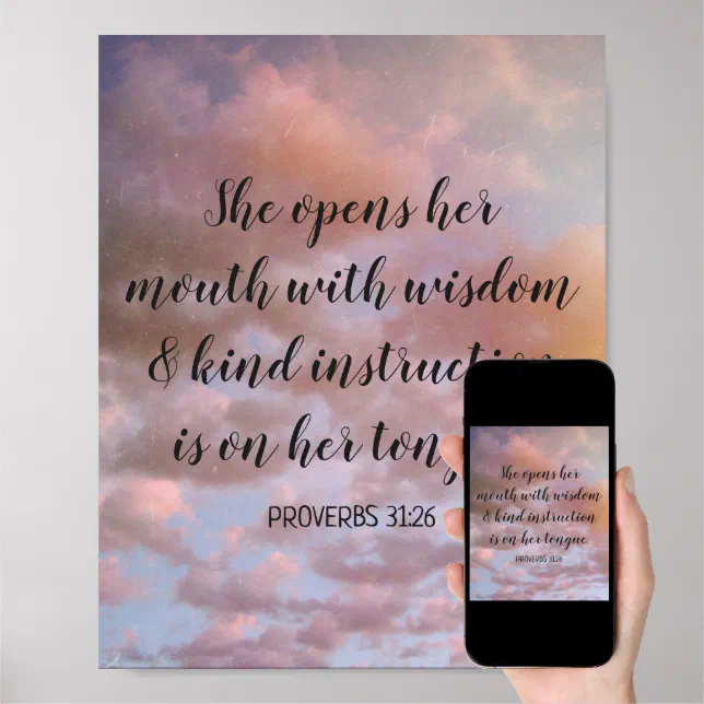 Motivational Bible Verse Pastel Clouds Photo Poster | Zazzle