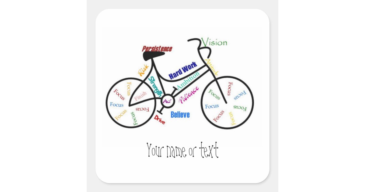 Motivational Bike, Bicycle, Cycling, Sport, Hobby Square Sticker | Zazzle