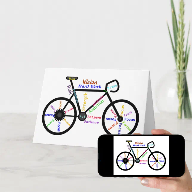 Motivational Bike, Cycle, Biking, Sport Words Card | Zazzle