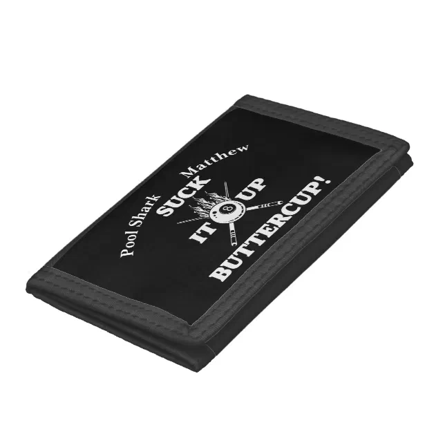 Motivational Billiards Quote With Bold Design Trifold Wallet | Zazzle