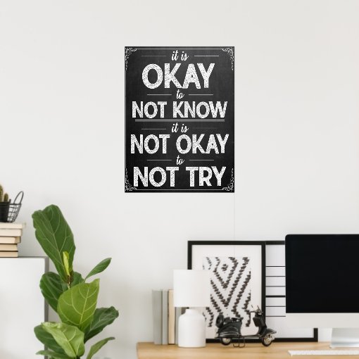 Motivational Black and White Classroom Poster | Zazzle