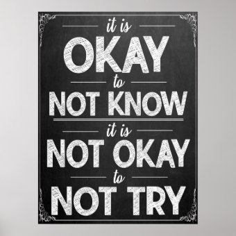 Motivational Black and White Classroom Poster | Zazzle