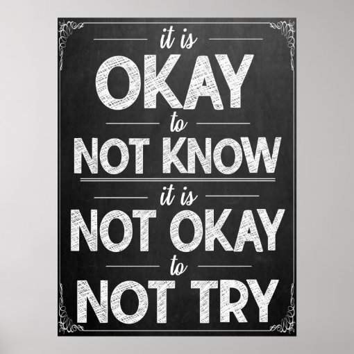 Motivational Black and White Classroom Poster | Zazzle