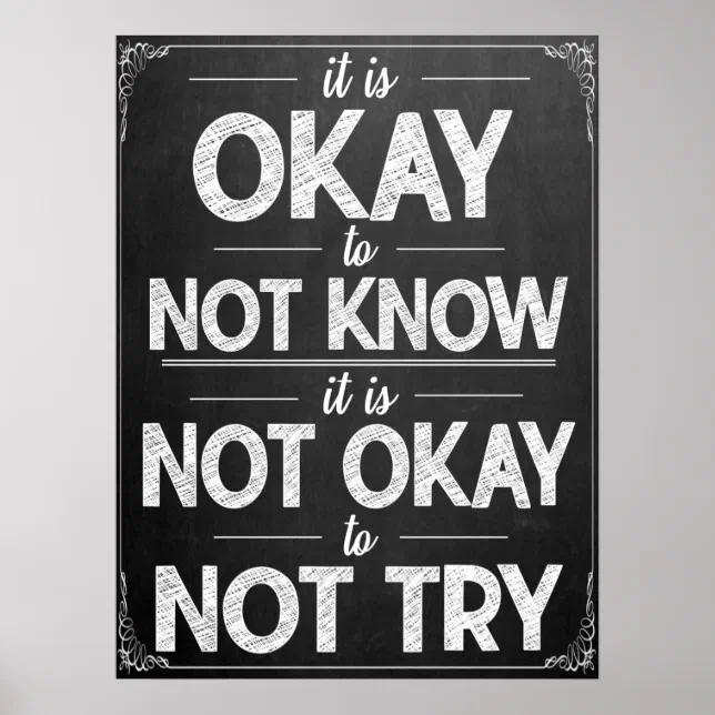 Motivational Black and White Classroom Poster | Zazzle