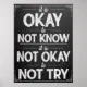 Motivational Black and White Classroom Poster | Zazzle