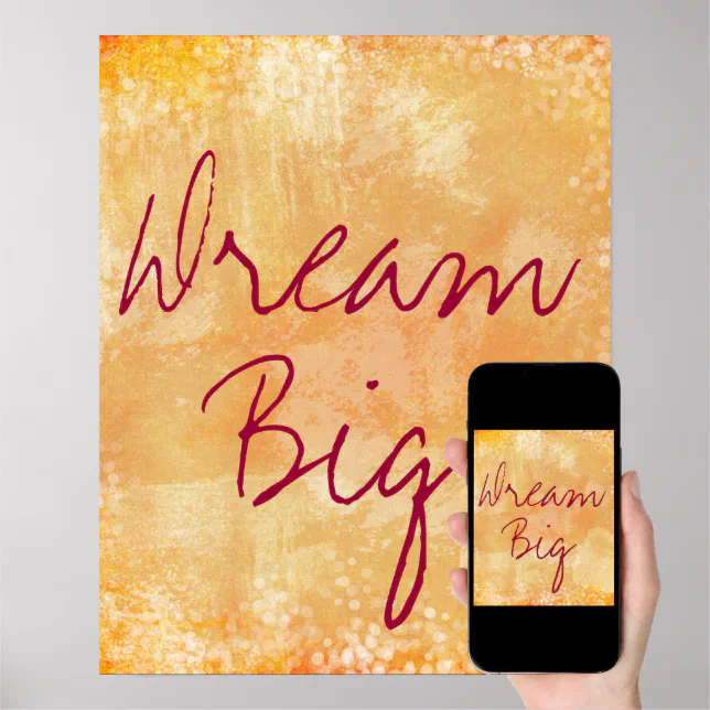 Motivational Dream Big Quote Poster | Zazzle