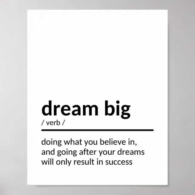 Motivational Dream Big Quote Poster | Zazzle