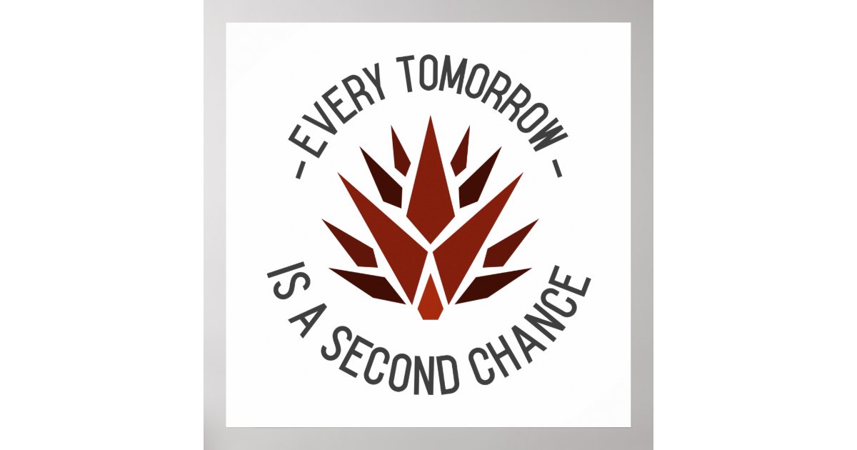 Motivational Every Tomorrow Is A Second Chance Poster | Zazzle