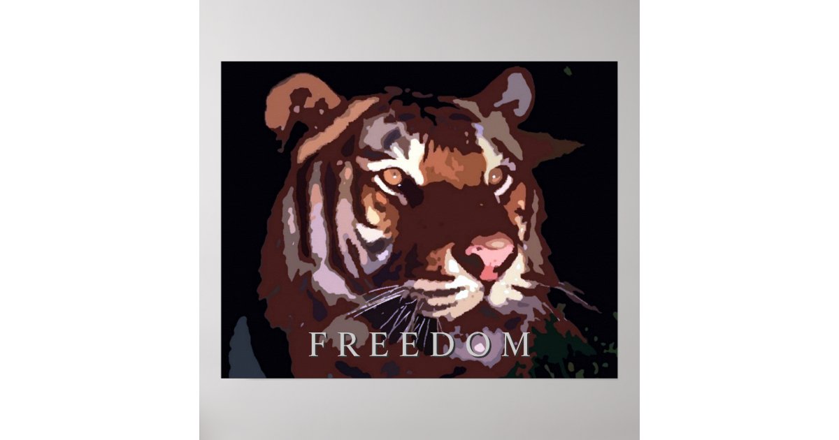 Motivational Freedom Tiger Eyes Poster Print | Zazzle