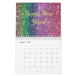 Motivational Glitter Typography Beautiful 12-month Calendar | Zazzle