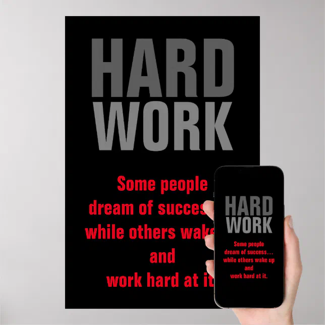 Motivational Hard Work Pays Success Determination Poster | Zazzle