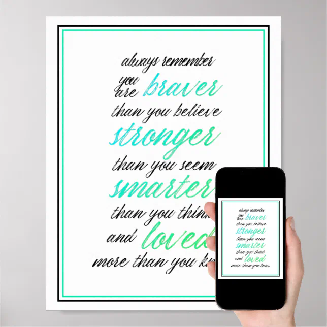 Motivational Inspirational Brave Strong Quote Poster | Zazzle