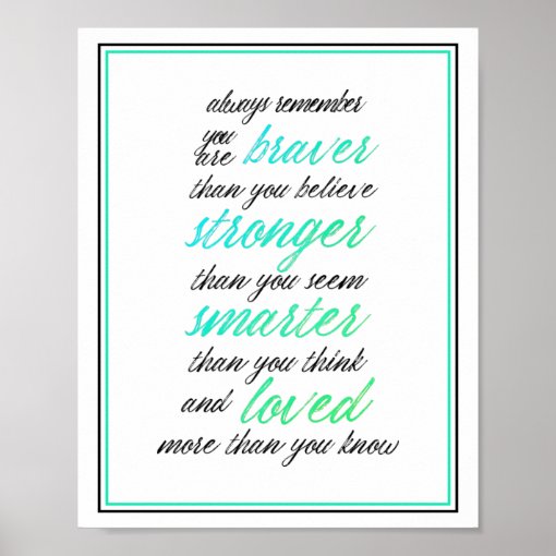 Motivational Inspirational Brave Strong Quote Poster | Zazzle