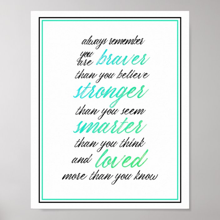 Motivational Inspirational Brave Strong Quote Poster | Zazzle.com
