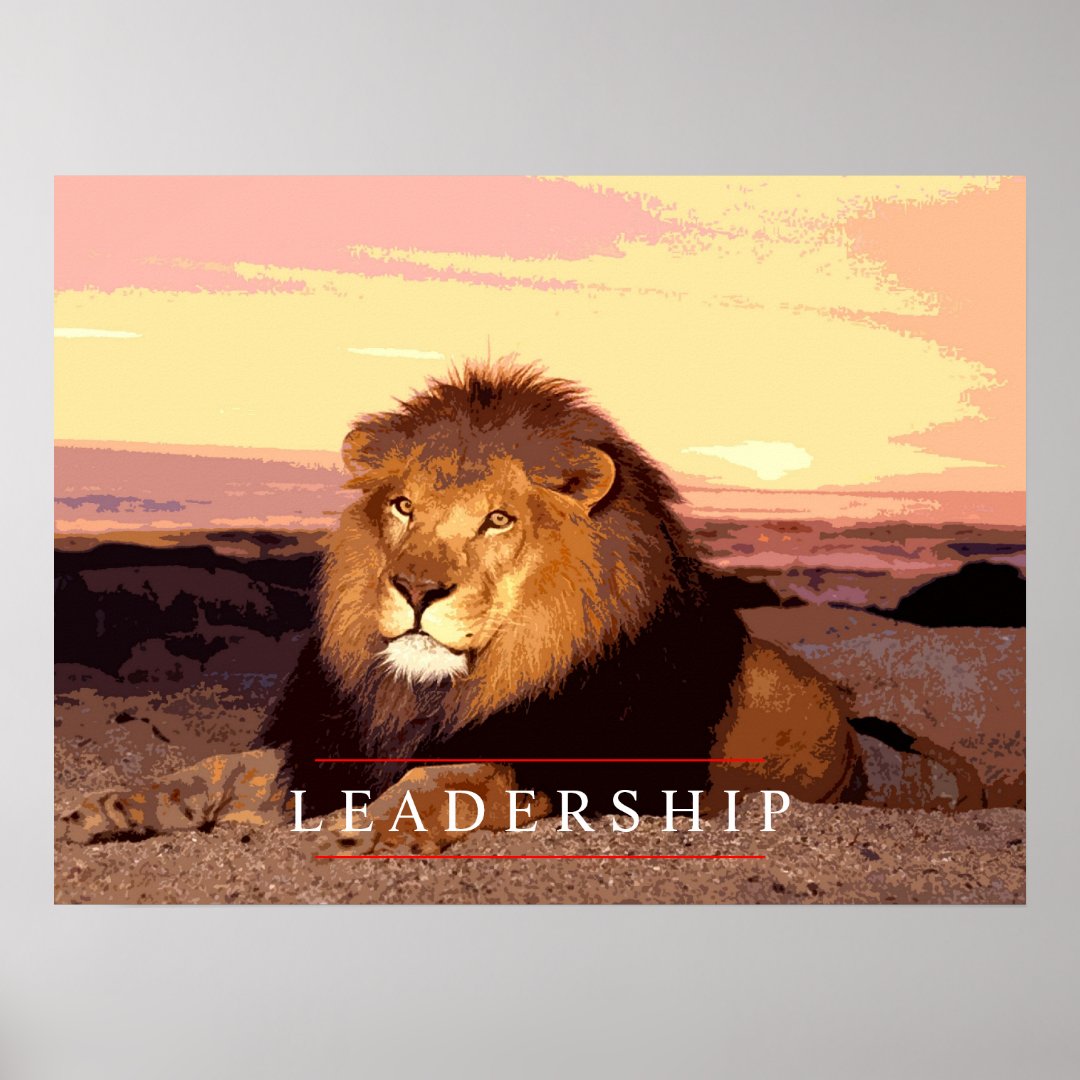 Motivational Leadership Lion Art Poster Print | Zazzle