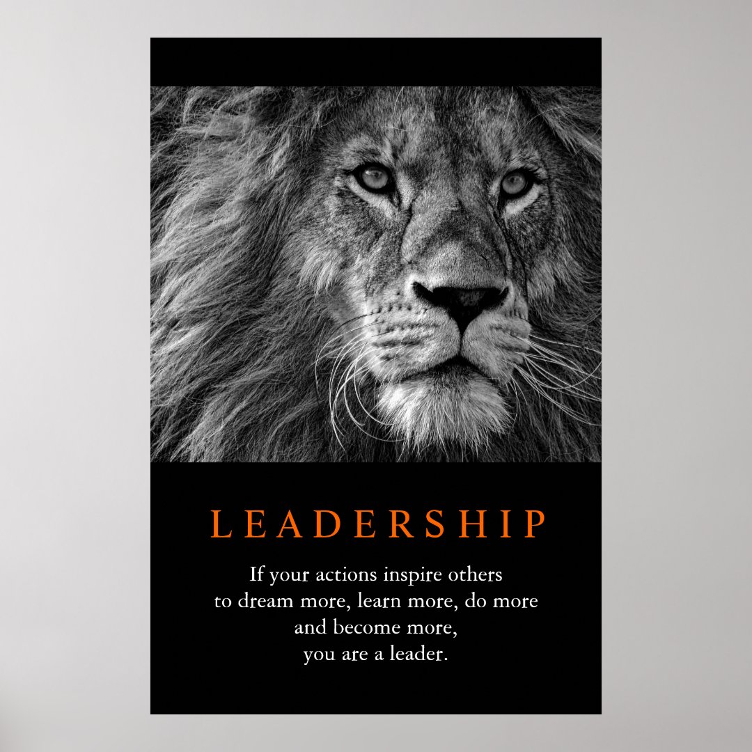 Motivational Leadership Lion Poster | Zazzle