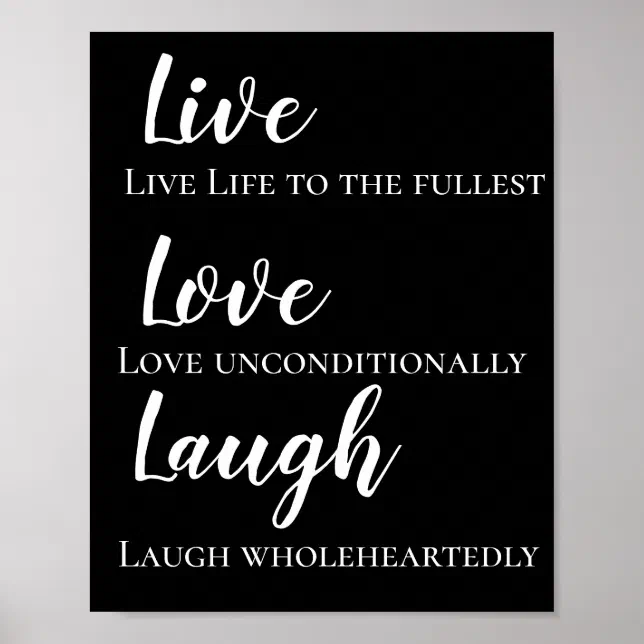 Motivational Live Love Laugh Poster | Zazzle