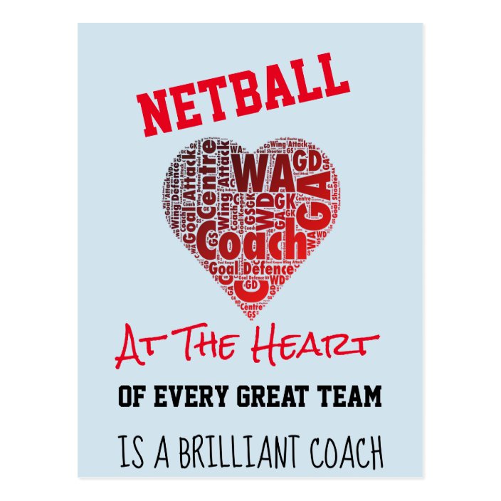 Motivational Love Netball Coach Quote Postcard | Zazzle.com