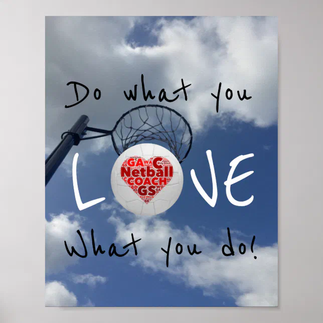 Motivational Love Netball Quote Poster | Zazzle