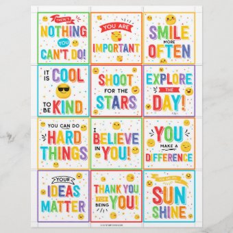 Motivational Lunch Box Notes kids Lunchbox cards | Zazzle