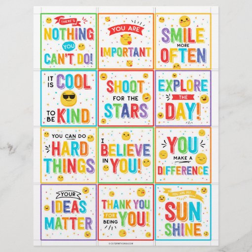 Motivational Lunch Box Notes kids Lunchbox cards | Zazzle