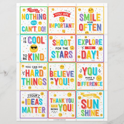 Motivational Lunch Box Notes kids Lunchbox cards | Zazzle