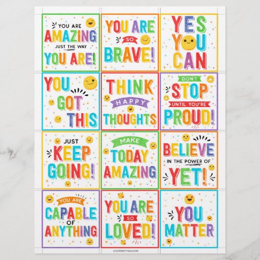 Motivational Lunch Box Notes kids Lunchbox cards | Zazzle