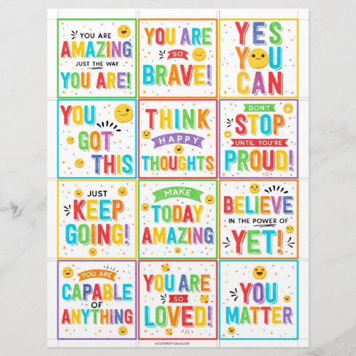 Motivational Lunch Box Notes kids Lunchbox cards | Zazzle