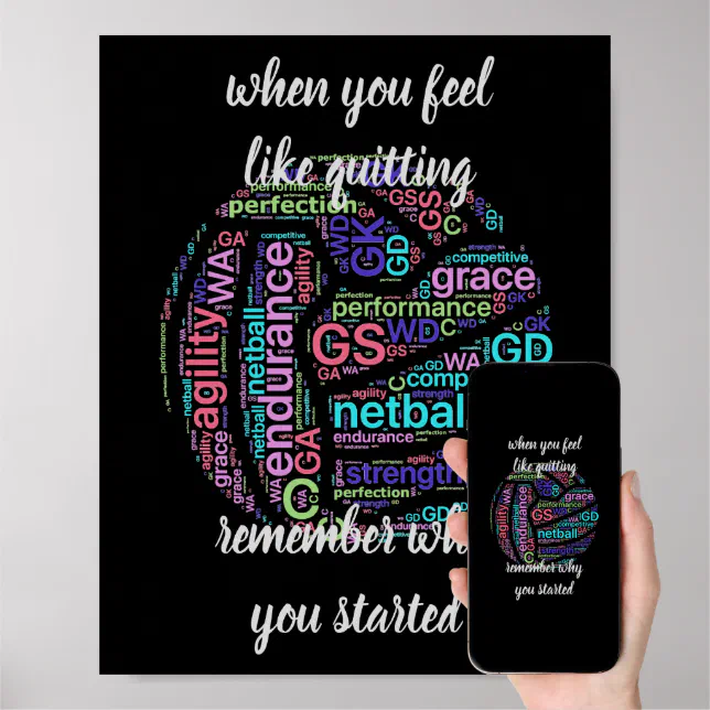 Motivational Netball Quote Poster | Zazzle