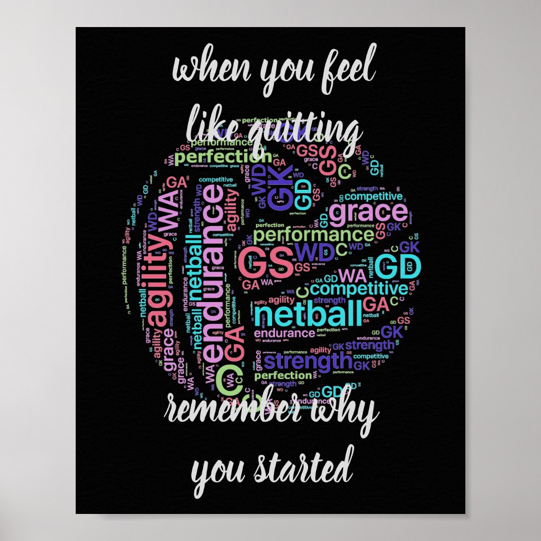 Motivational Netball Quote Poster | Zazzle