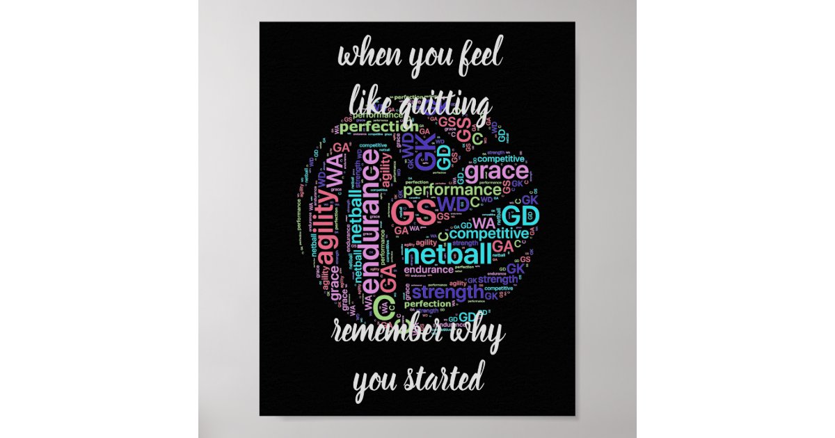 Motivational Netball Quote Poster | Zazzle