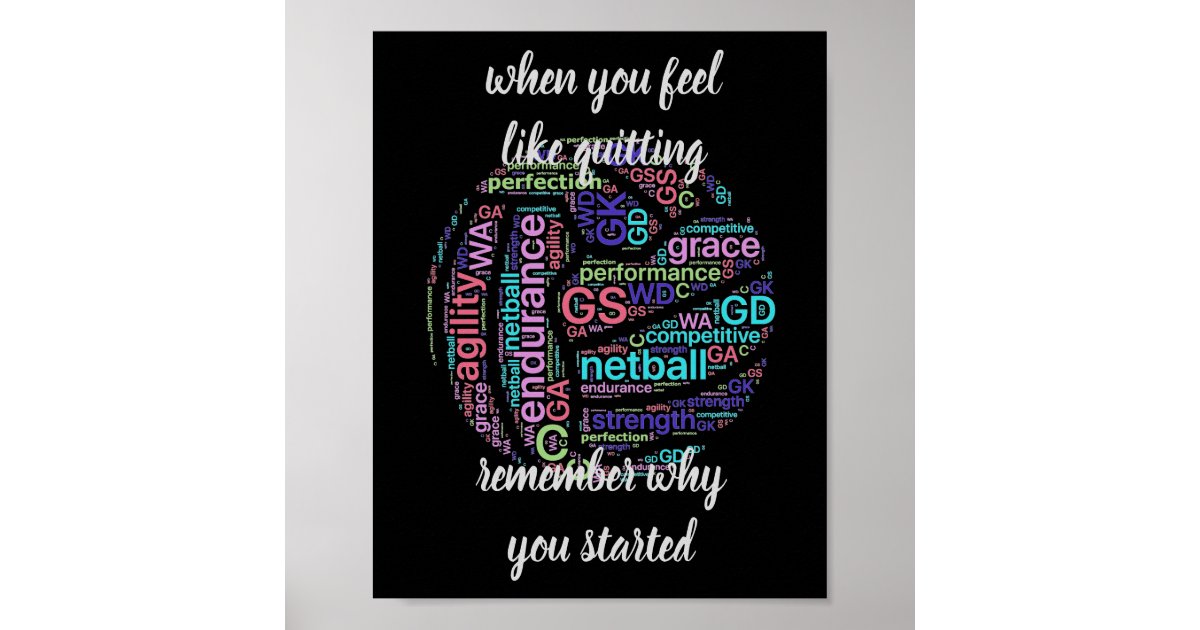 Motivational Netball Quote Poster | Zazzle