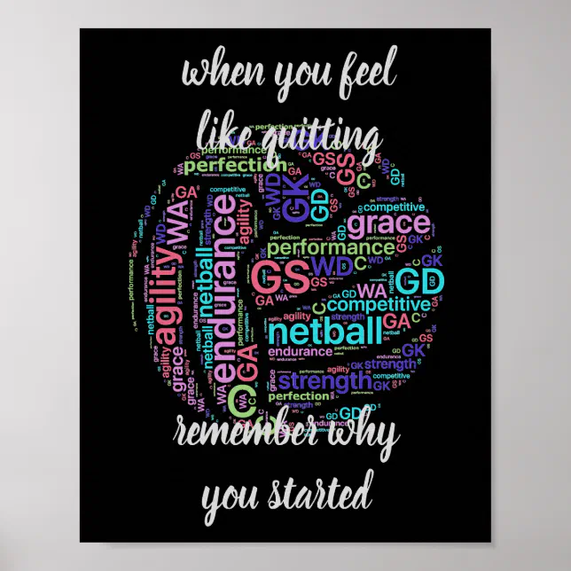 Motivational Netball Quote Poster | Zazzle